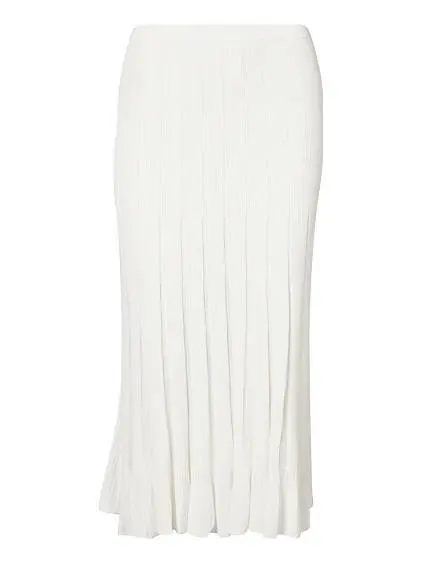 Theory Panelled-rib Stretch-knit Midi Skirt - Ivory