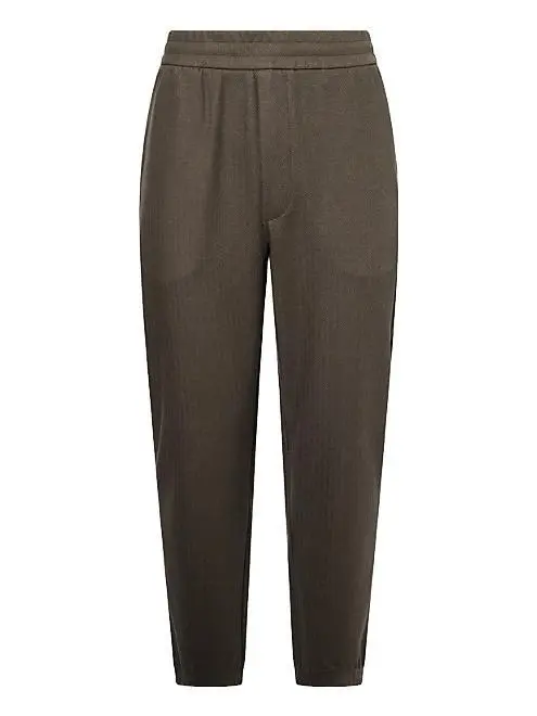 Emporio Armani Tapered-leg Chevron-jacquard Jogging Bottoms - Fancy Grey Chevron Small