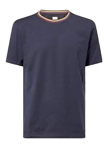 Paul Smith Artist Stripe-collar Cotton-jersey T-shirt - Navy