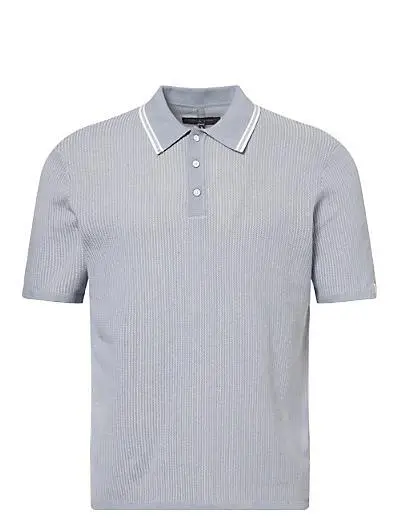 Rag & Bone Harvey Tipped-collar Cotton-blend Polo Shirt - Lblue