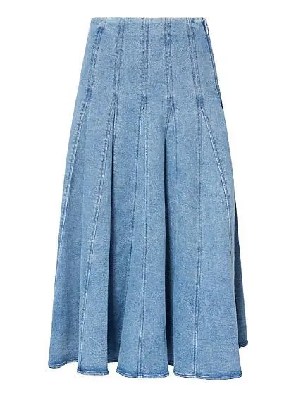 Simkhai Taylan Panelled Stretch-denim Midi Skirt - Montauk