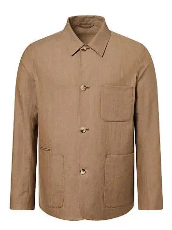 Paul Smith Chore Collar Wool And Linen-blend Jacket - Beige