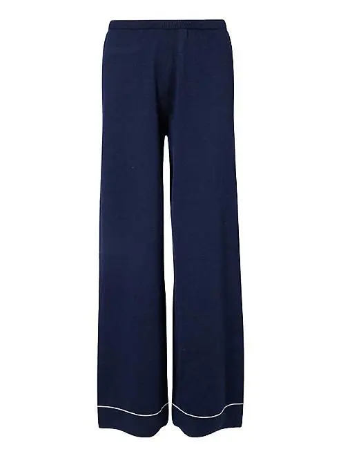 THE COUTURE CLUB Embroidered Logo Ribbed Knit Trousers - Navy