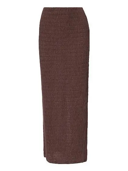 Dissh Shirred Cotton-blend Maxi Skirt - Choc