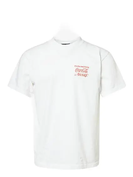 AWAKE NY X Coca Cola Real Thing Crewneck Cotton-jersey T-shirt - White