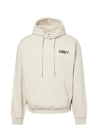 Obey Brand-print Cotton-blend Hoodie - Moonstruck