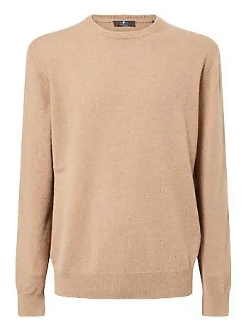 7 For All Mankind Cashmere Crewneck Jumper With Logo Patch - Sandcastle