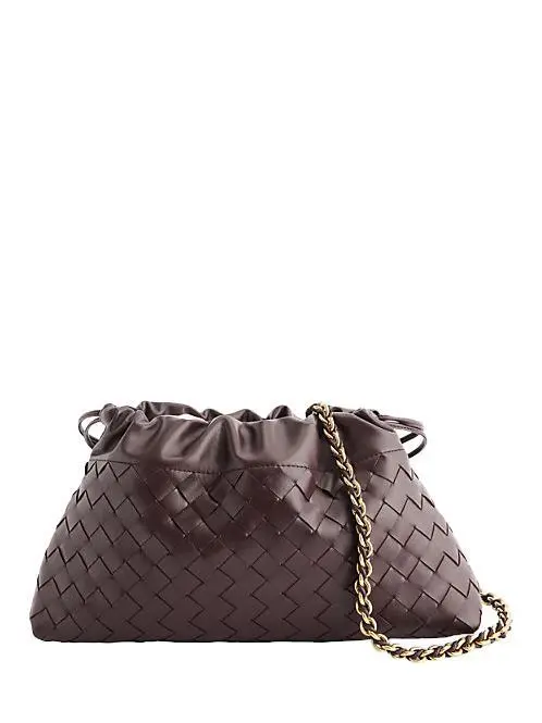 Bottega Veneta Intrecciato Leather Clutch Bag - Dark Barolo-m Brass
