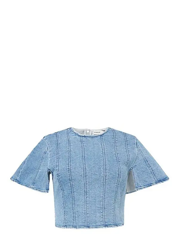 Simkhai Kolby Cropped Stretch-denim Top - Montauk