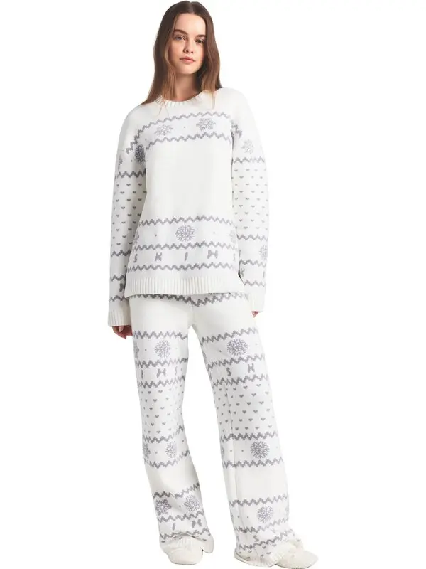 SKIMS Cozy Light Crewneck Pullover - Marble Heart Fair Isle