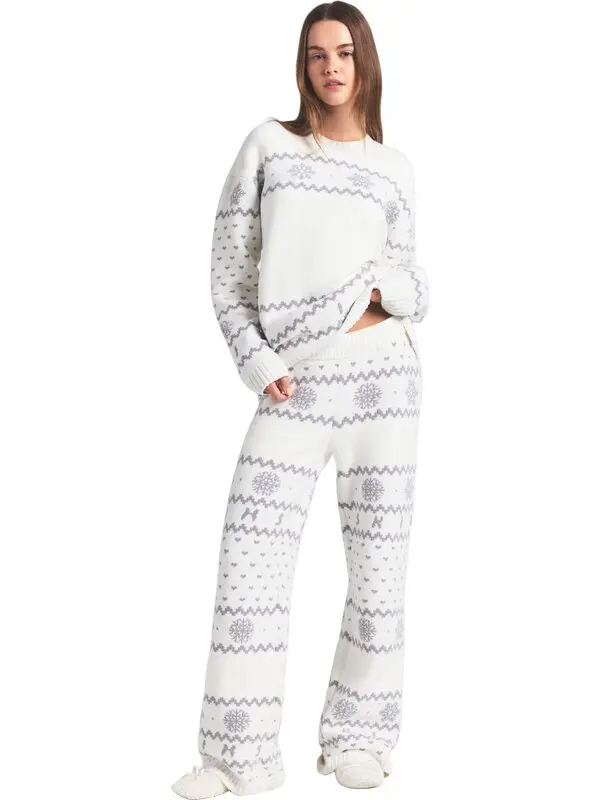 SKIMS Fair Isle Bouclé Knit Pants - Marble Heart Fairisle