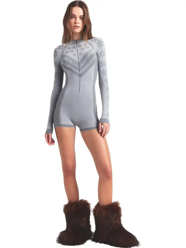 SKIMS First Layers Half Zip Onesie - Mirror Winter Fair Isle