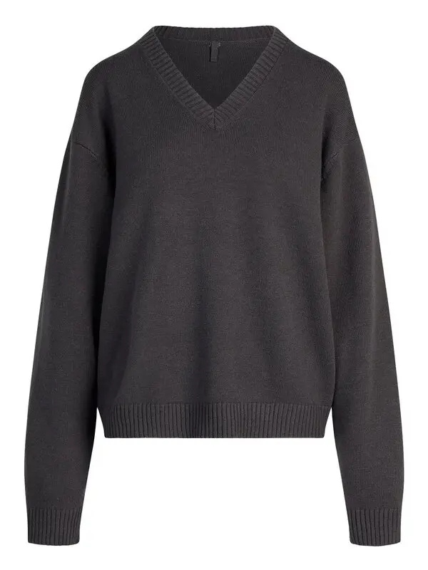 SKIMS Pullover V-neck Sweater - Ash
