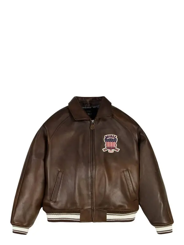 AVIREX Icon Leather Bomber Jacket - Vintage Br