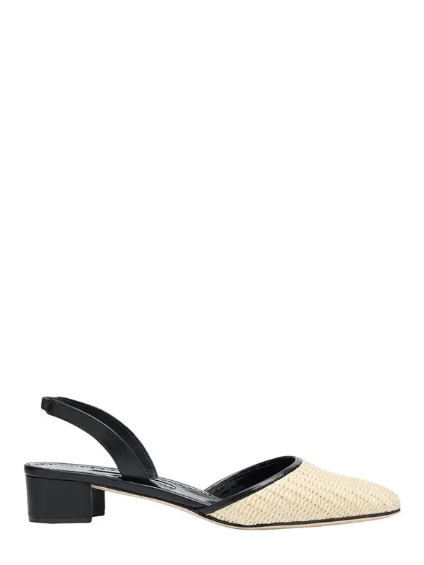 Manolo Blahnik Woven Slingback Ballerina Pumps - Beige