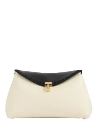 TOTEME T-lock Embroidered Leather Clutch - Black Milk