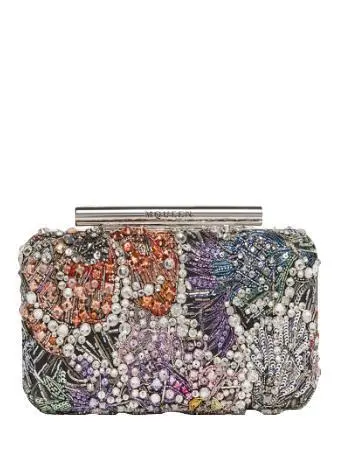 Alexander McQueen Beaded And Crystal T-bar Clutch - Ivory Multi