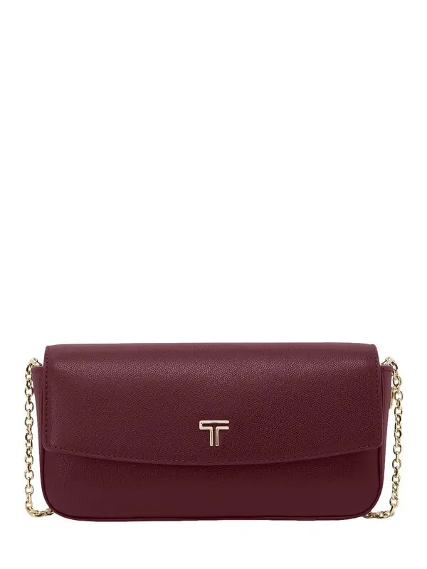 Tumi Leather Wallet On Chain Crossbody - Wine