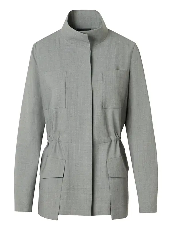 Akris Chianti Wool Knit Safari Jacket - Black-whit