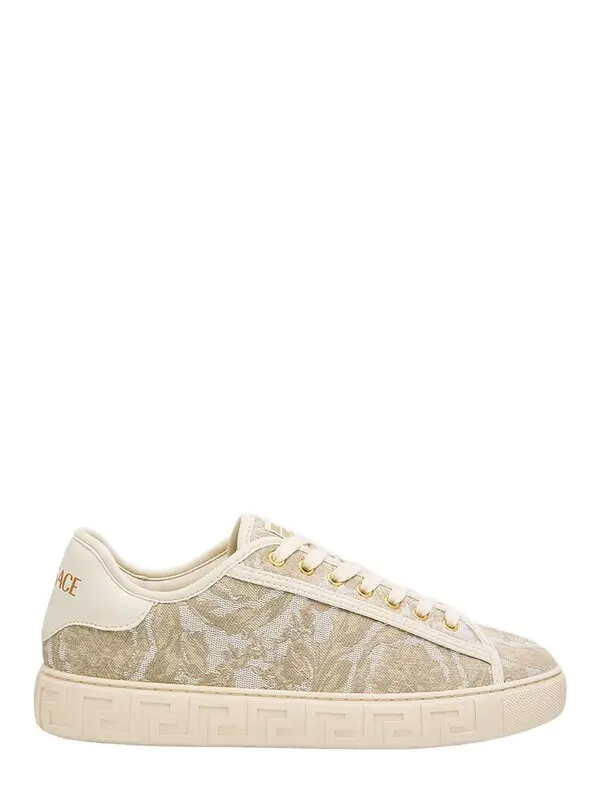 Versace La Greca Baroque Canvas Low-top Sneakers - 2kg1c-beig
