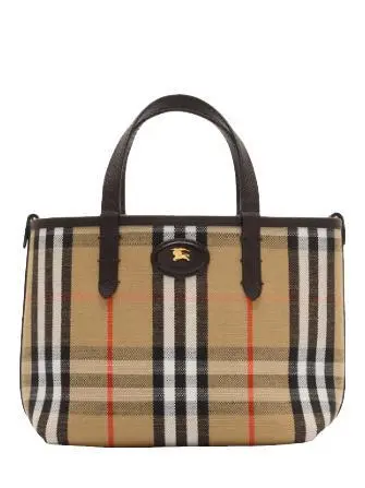 Burberry Reversible Check & Leather Tote Bag - Peat