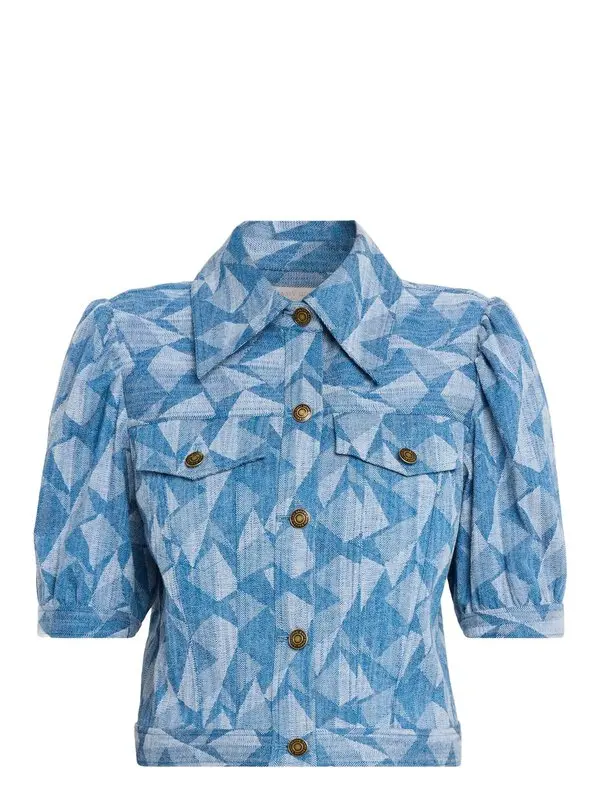 Ramy Brook Geometric Denim Jacket - Geo Denim