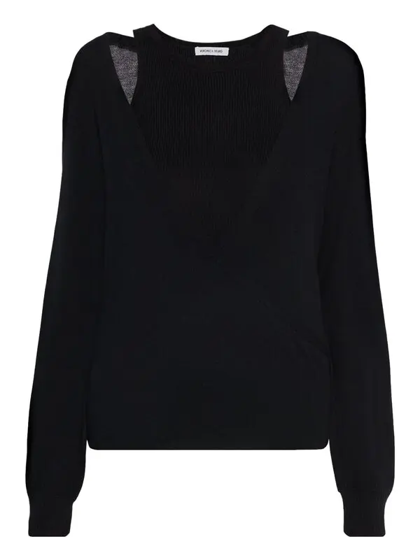 Veronica Beard Lolasee Layered Knit Top - Black