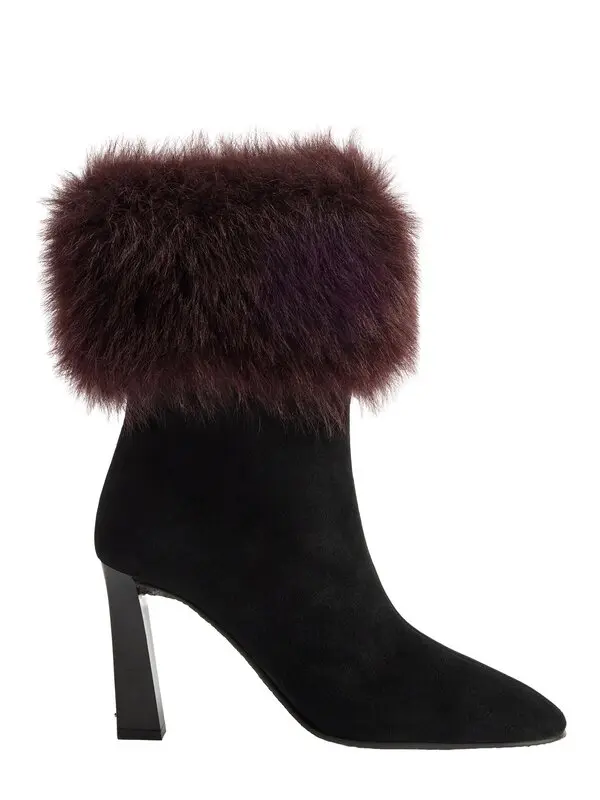 GIUSEPPE ZANOTTI Suede Ankle Boots With Fur Cuff - Black