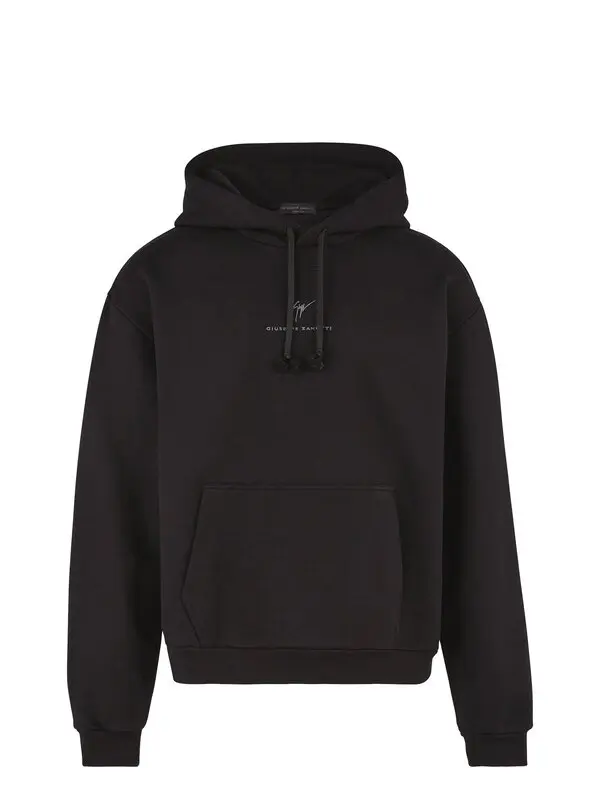 GIUSEPPE ZANOTTI Cotton Hoodie With Embroidered Signature - Black