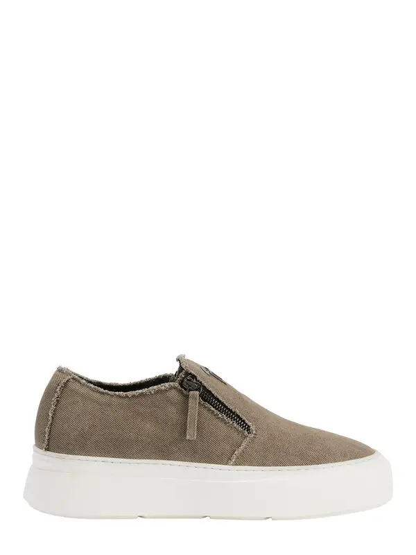 GIUSEPPE ZANOTTI Gz Mike Zip Cotton Slip-ons - Beige