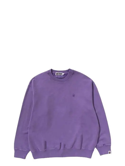 A BATHING APE Garment Dye Relaxed Fit Crewneck Sweatshirt - Purple