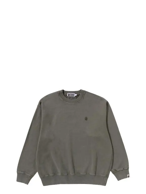 BAPE Garment Dye One Point Relaxed Fit Crewneck Sweatshirt - Olivedrab Green
