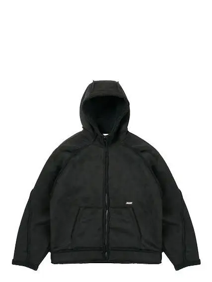 PALACE Sherpa Faux Suede Hooded Jacket - Black