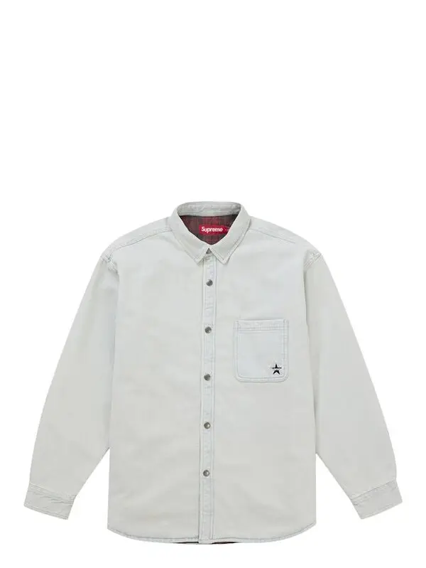 Supreme Quilted Lined Denim Snap Shirt - White