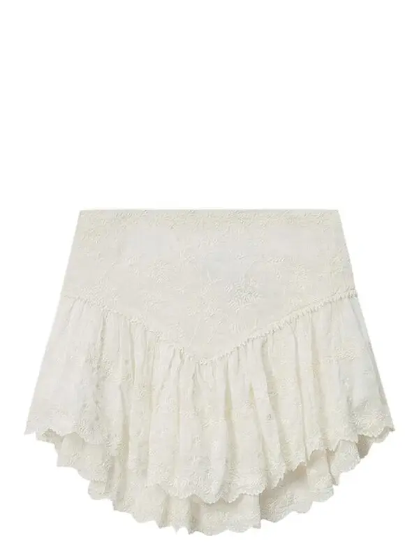 Isabel Marant Zoelia Embroidered Flared Shorts - White