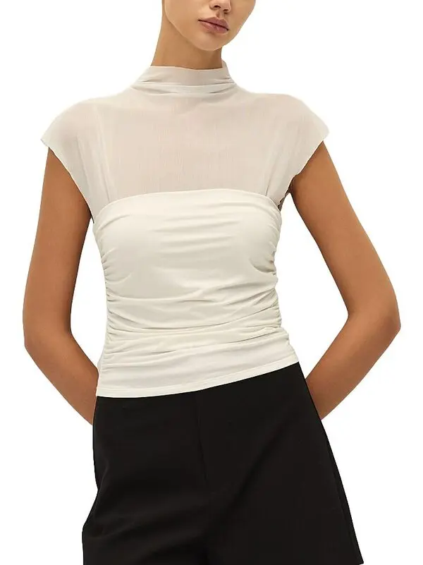ELODIE THE LABEL Lana Mock Neck Top - Ivory
