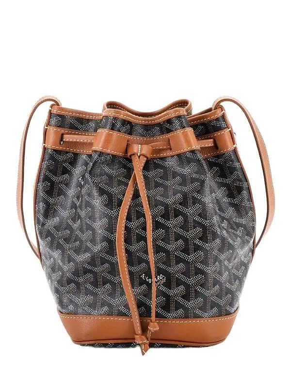 Goyard Pm Petit Flot Bucket Bag Coated Canvas - Brown/ Black/ Brown