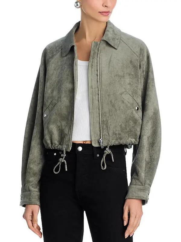 Blanknyc Faux Suede Zip Up Jacket - Desert Sage