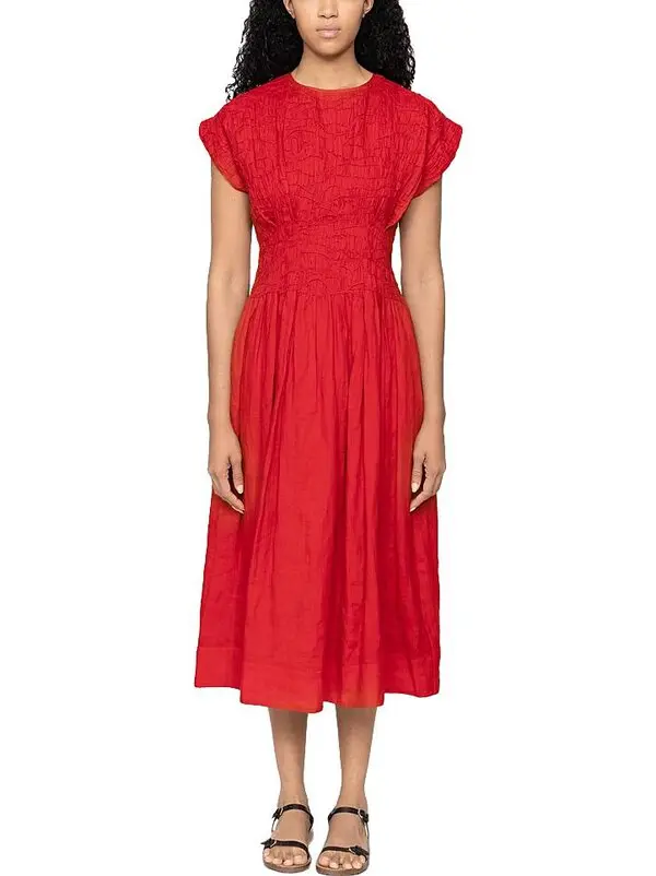 Sea Imogen Solid Midi Dress - Red