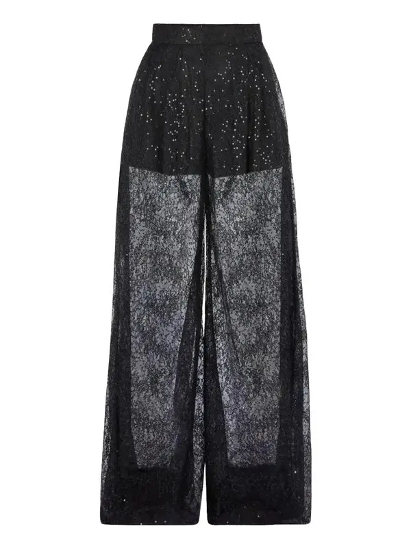 Nina Ricci Sequined-lace Palazzo Pants - Black