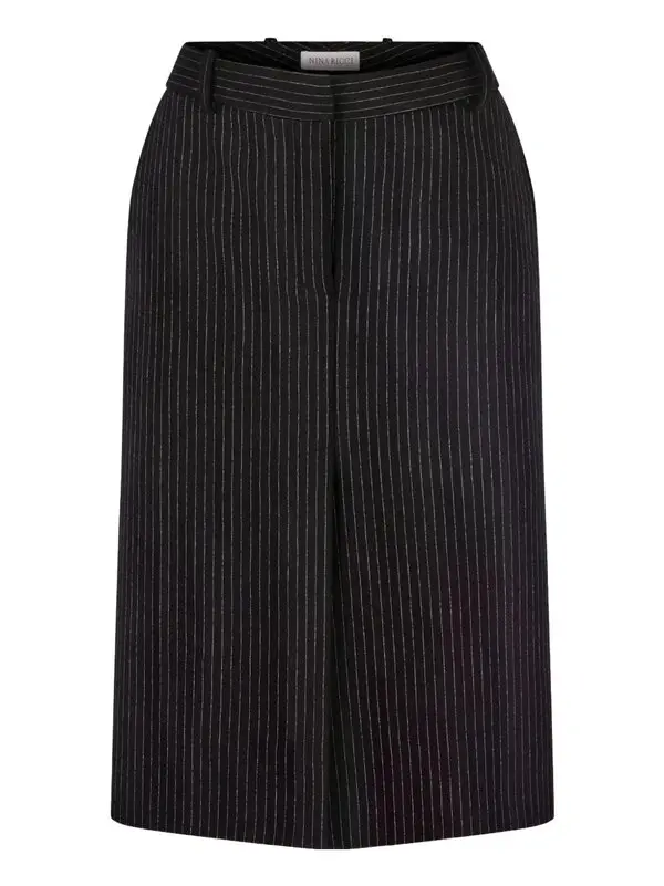 Nina Ricci Pinstriped Virgin Wool Midi Skirt - Black
