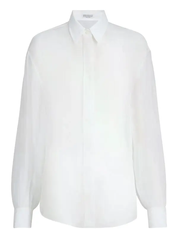 Brunello Cucinelli Monili-detail Silk Shirt - White