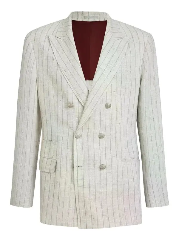 Brunello Cucinelli Stripe Metal-button Blazer - Neutrals
