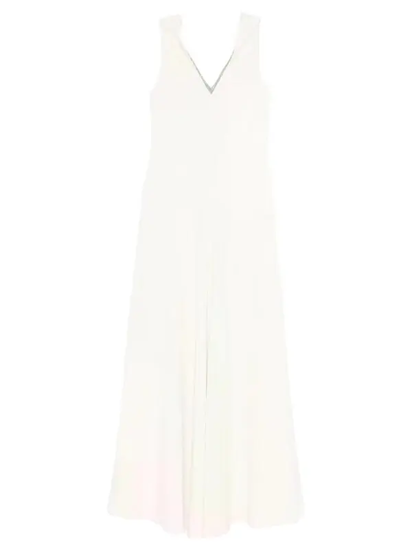 Brunello Cucinelli V-neck Sleeveless Maxi Dress - Neutrals