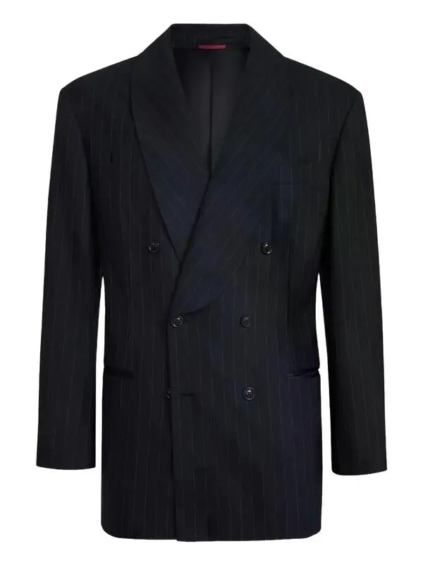 Brunello Cucinelli Chalk Stripe Shawl Lapels Tuxedo Jacket - Black