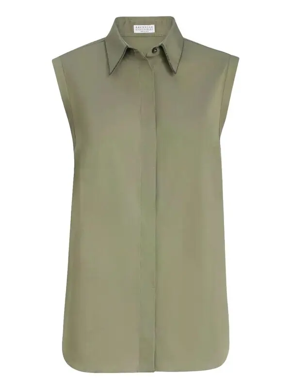 Brunello Cucinelli Sleeveless Poplin Shirt - Green