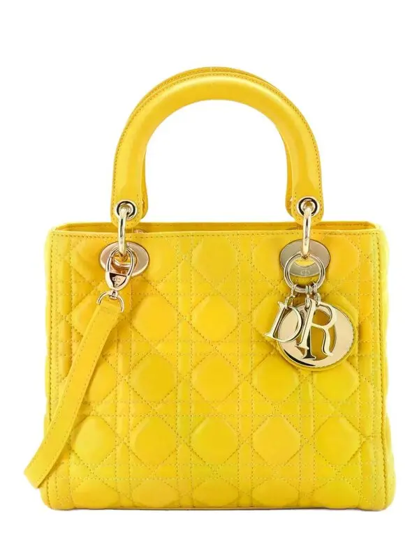 Dior Lady Medium Satchel Cannage Quilt Lambskin - Yellow