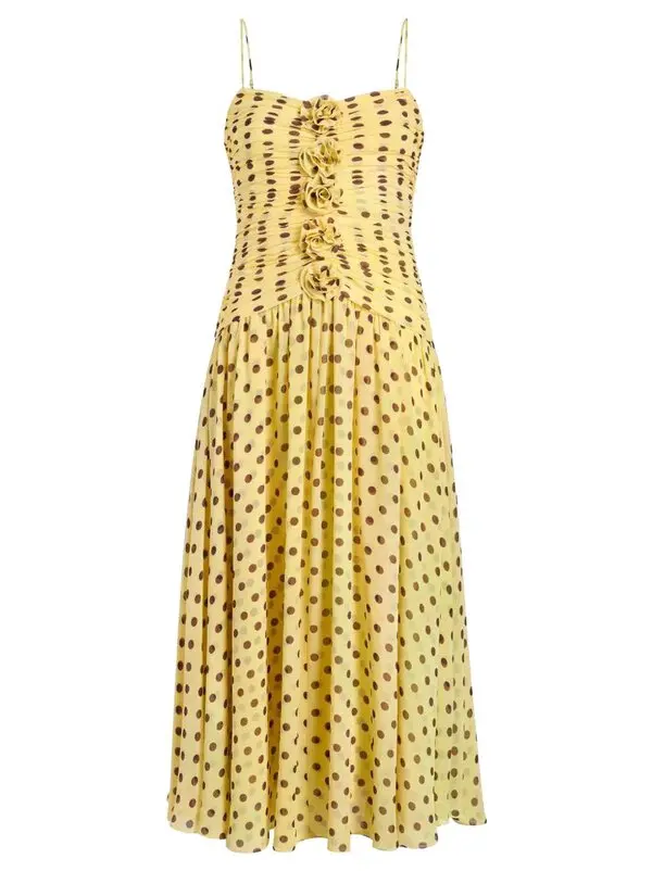 Cinq À Sept Floral Polka Dot Camille Dress - Yellow