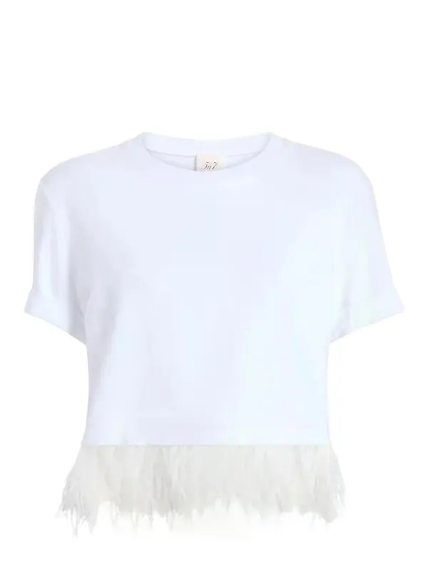 Cinq À Sept Short-sleeve Feather Tee - White