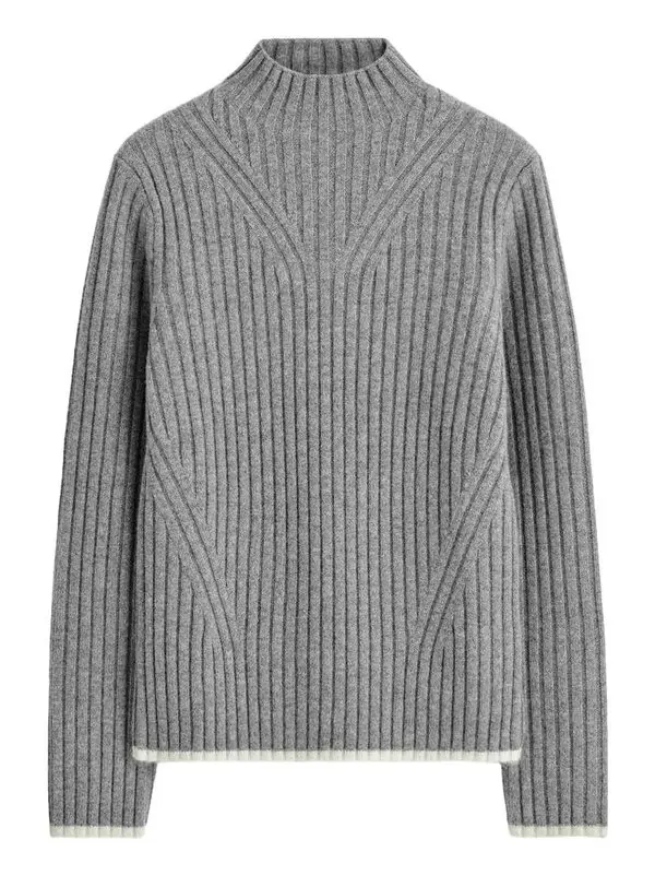 Cos Ribbed Wool Mock-neck Sweater - Gray
